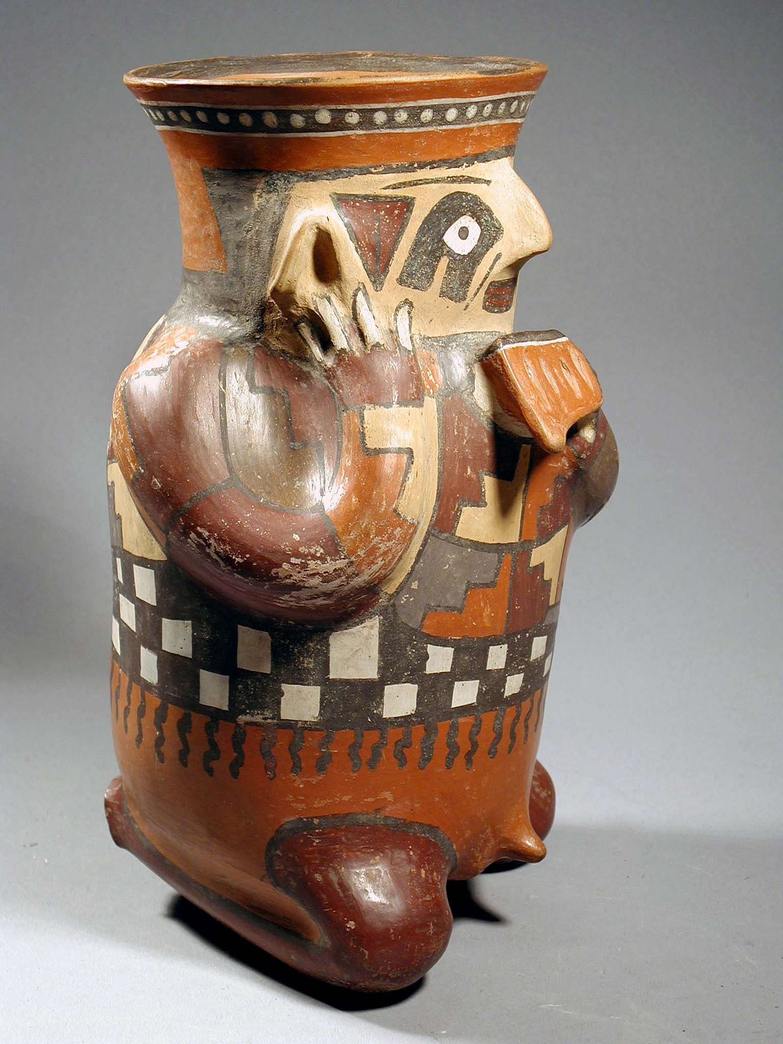 Peru | Nazca Polychrome Effigy Jar with Flute Player | | David ...