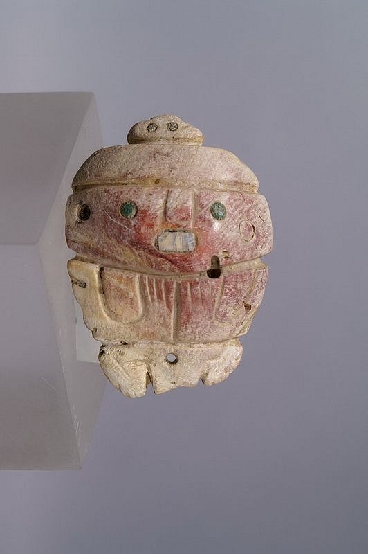 Peru | Chimú Wood Earspool with Inlaid Shell Deity | | David Bernstein ...