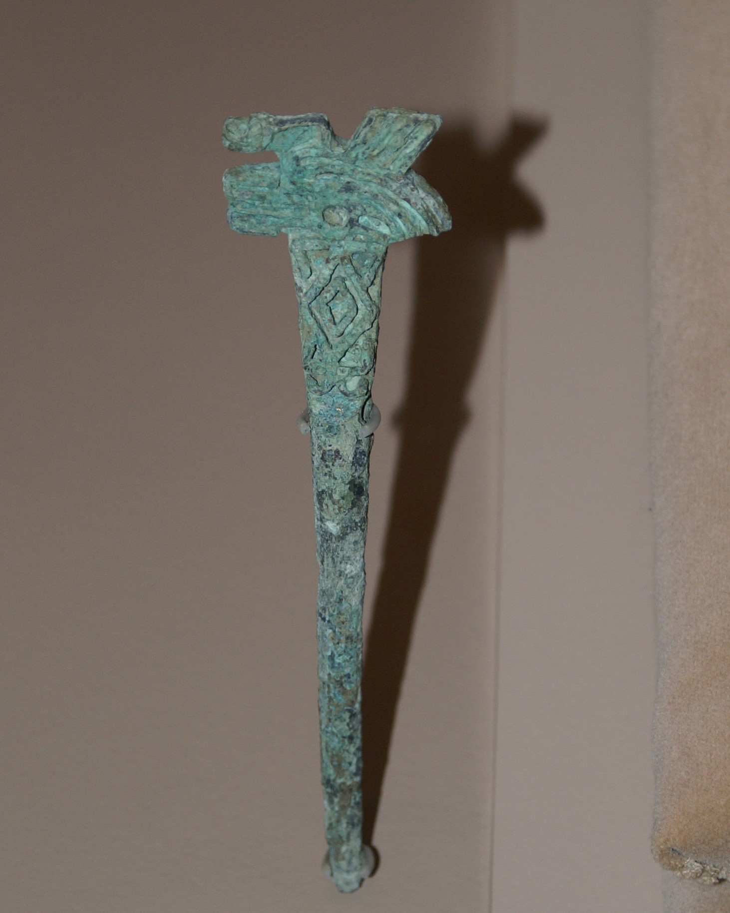 Peru | Vicús Gilt Copper Mace Head with four Levels of Six Pointed ...