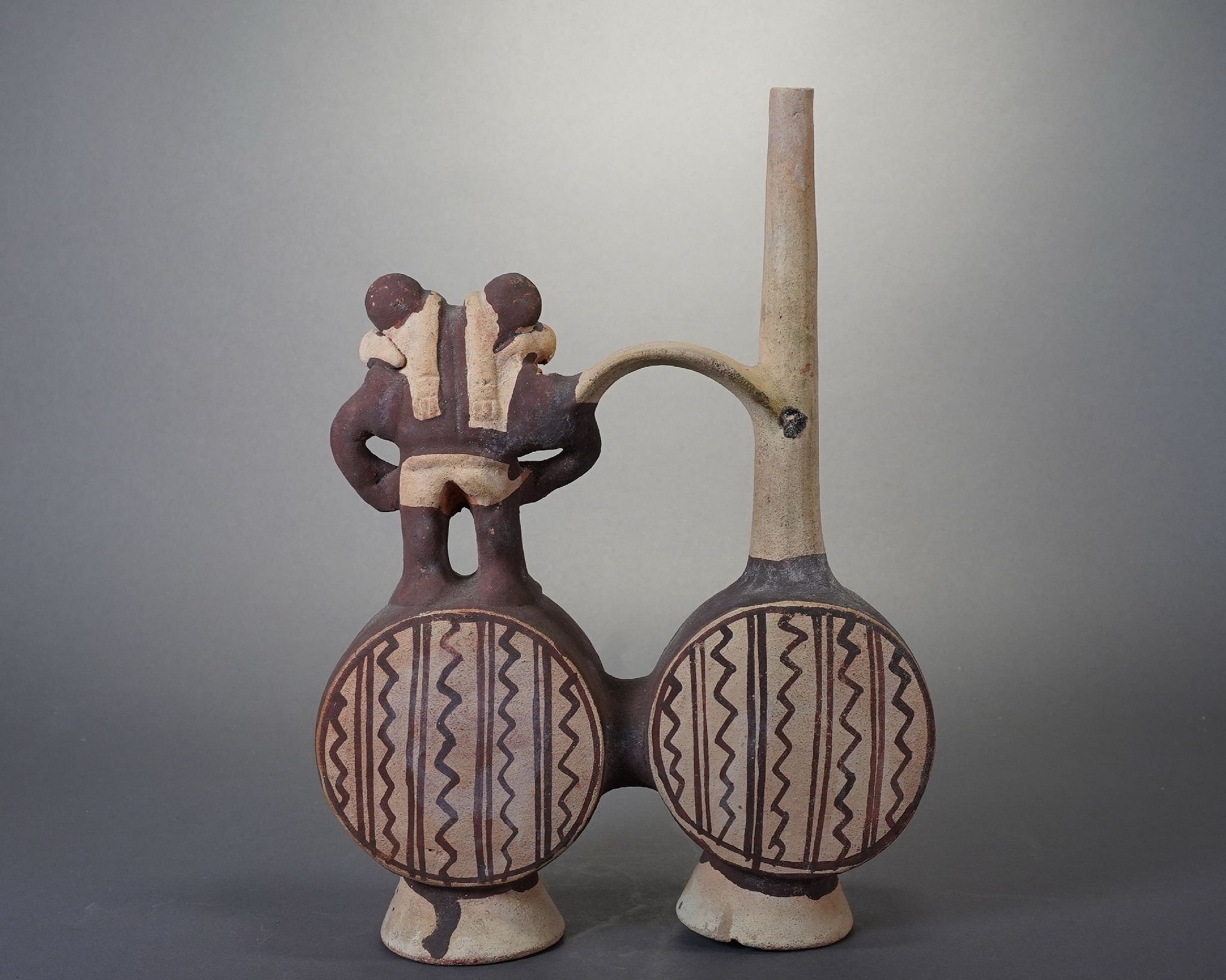 Peru | Chancay Painted Cotton Panel with Four Abstract Figures and ...