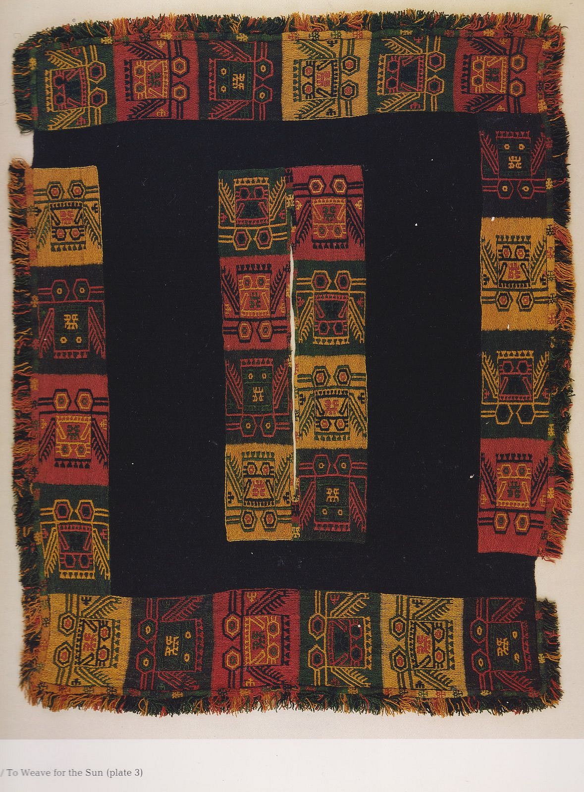 Peru | Paracas Border Section with Three Colorful Felines on Red Gound ...